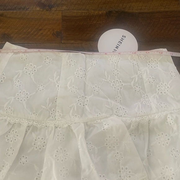 SHEIN | Skirts | Nwt White Eyelet Lace Ruffle Mini Skirt | Poshmark